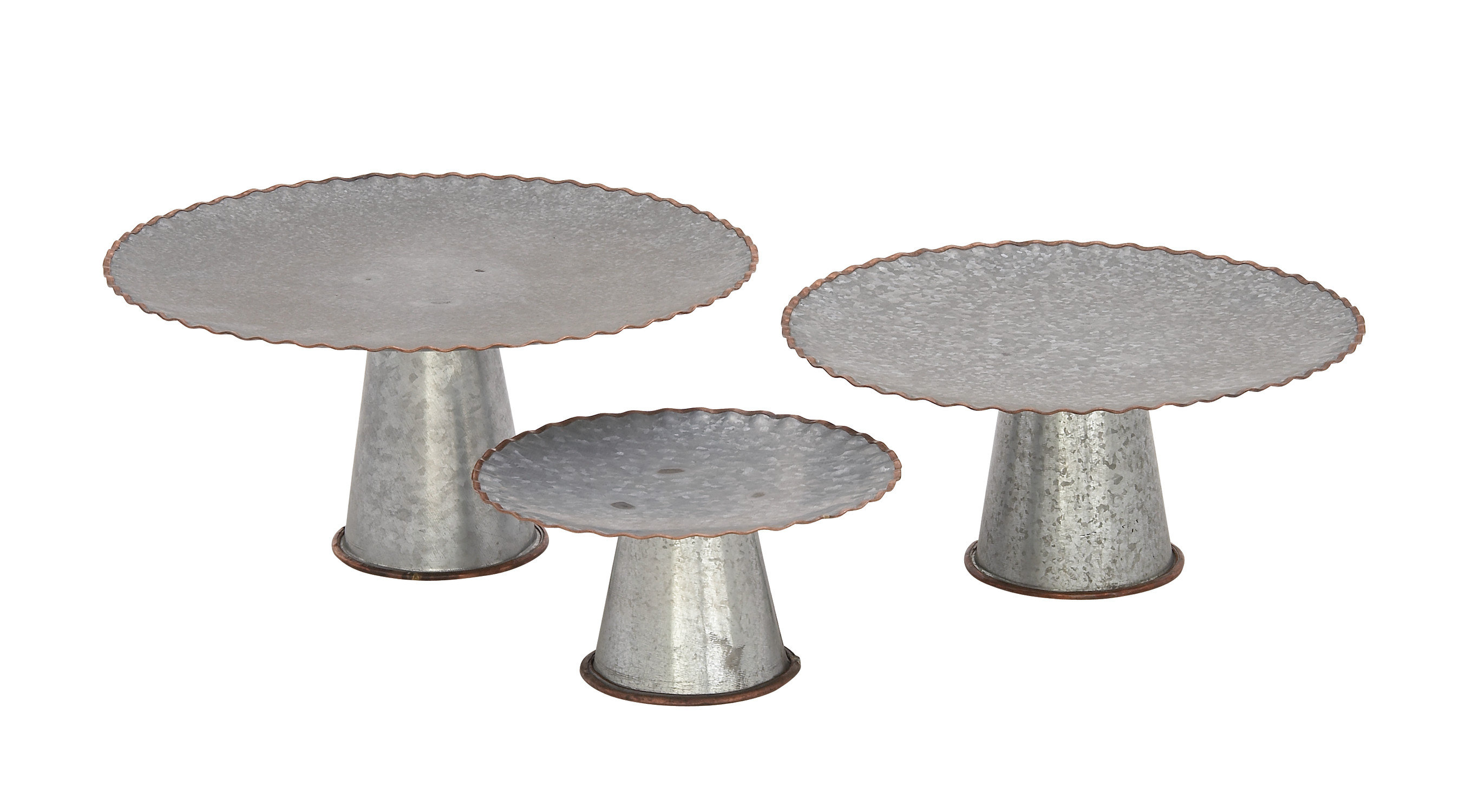 Gracie Oaks Croker Metal Galvanized Decorative Gray Cake Stand Set ...