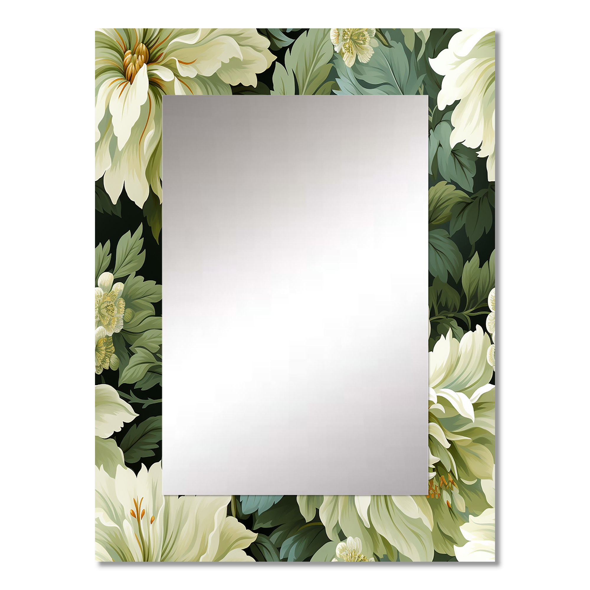 Bungalow Rose Chenaya Green Damask Marigold Oasis - damask Mirror ...