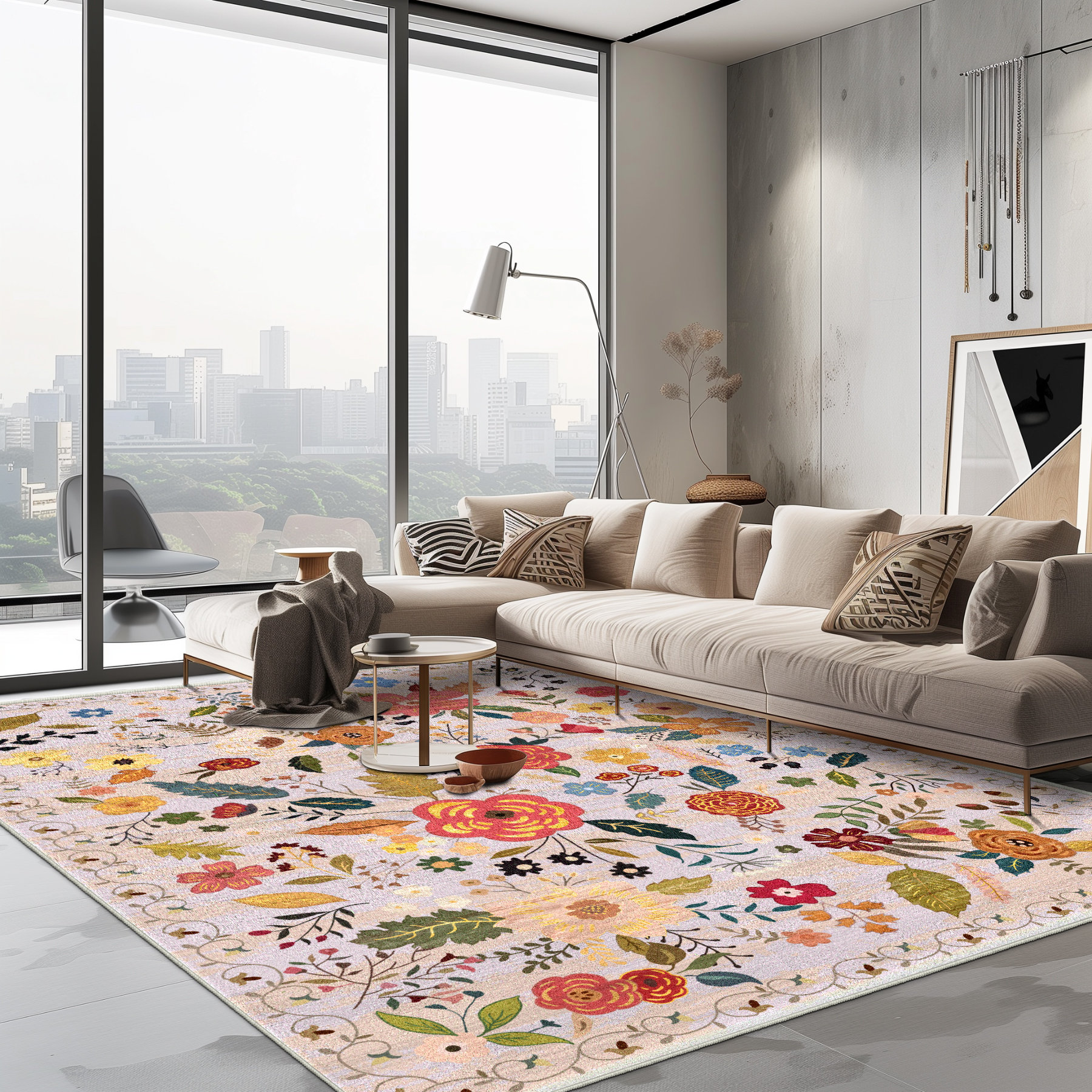 Lark Manor™ Brahear Flower Area Rugs For Living Room, Non Slip Machine ...