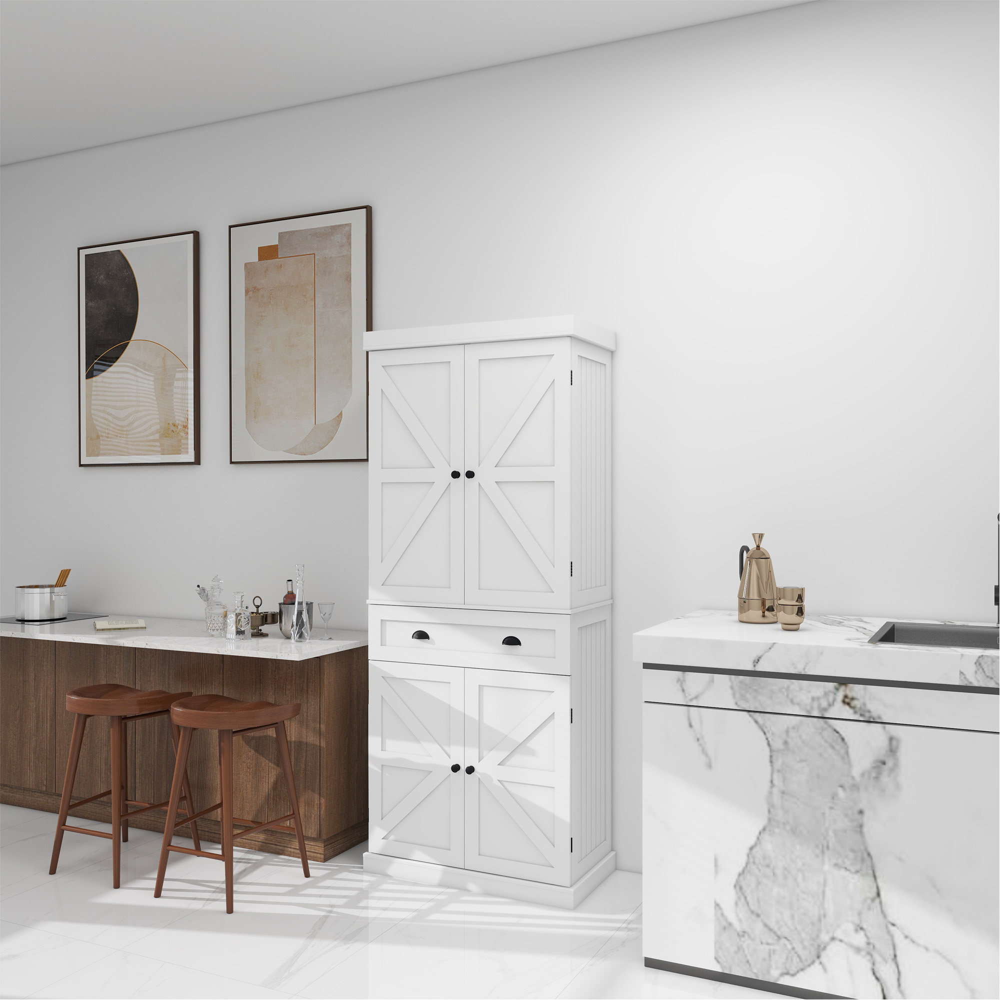 Gracie Oaks Versatile And Durable Kitchen Pantry Cabinet For Organized ...