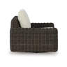 Benjara Kimo Outdoor Swivel Glider Lounge Chair, Beige, Dark Brown ...