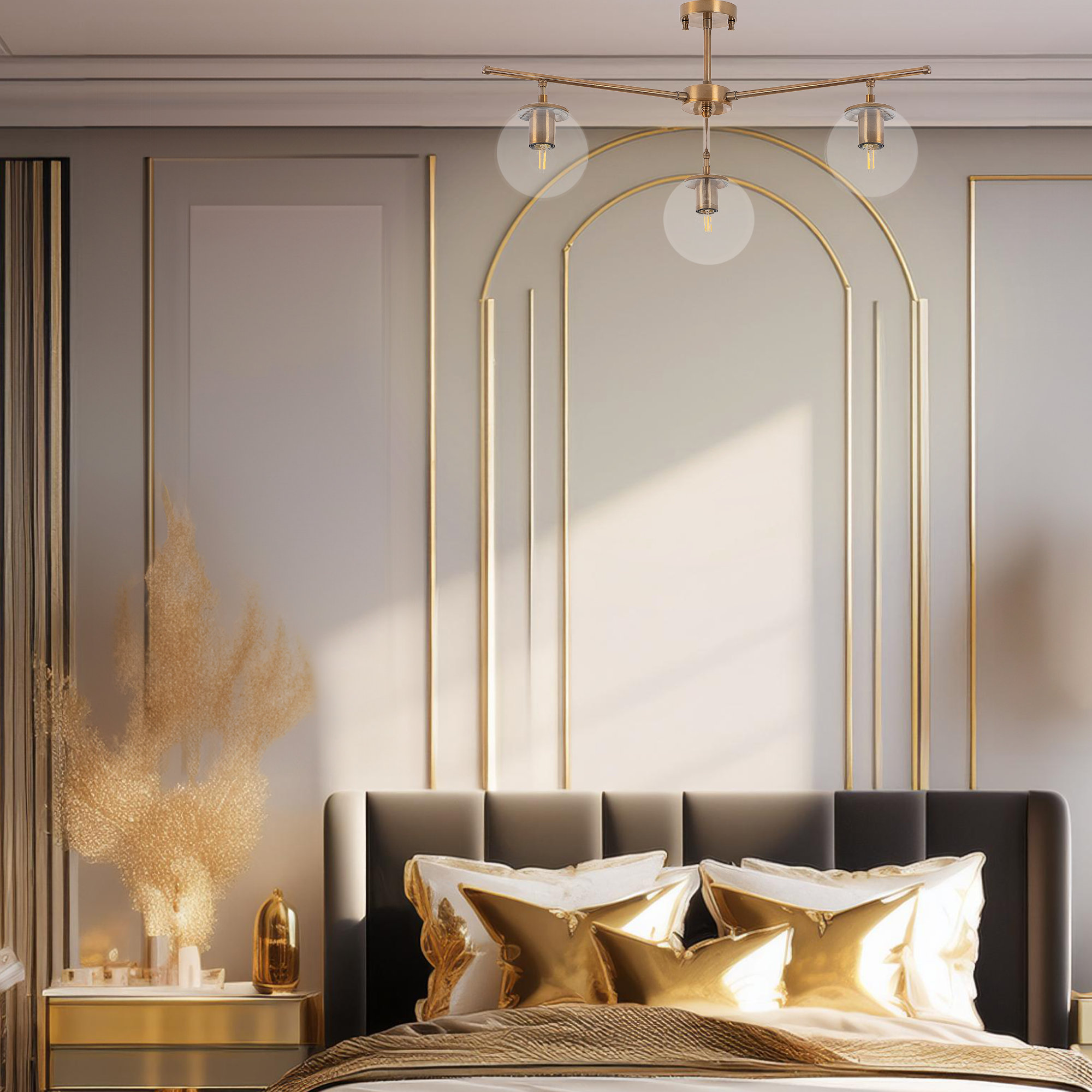 Corrigan Studio 3 Lights Metal Body Globe Semi Flush Mount With Glass ...