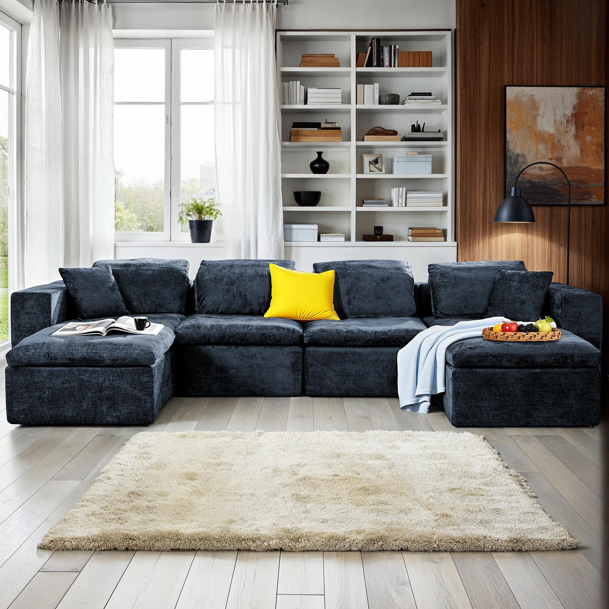 Ivy Bronx 143'' U-Shaped Cloud Sectional Sofa with Chaise, Deep Seat ...