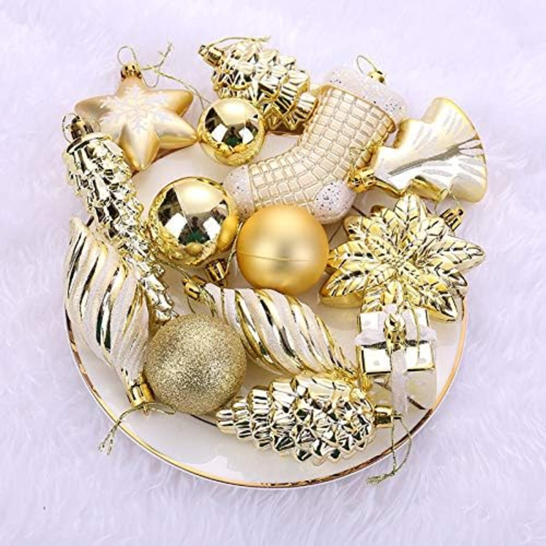 Everly Quinn This 76-Piece Gold Christmas Tree Ornament Set Is Made Of ...