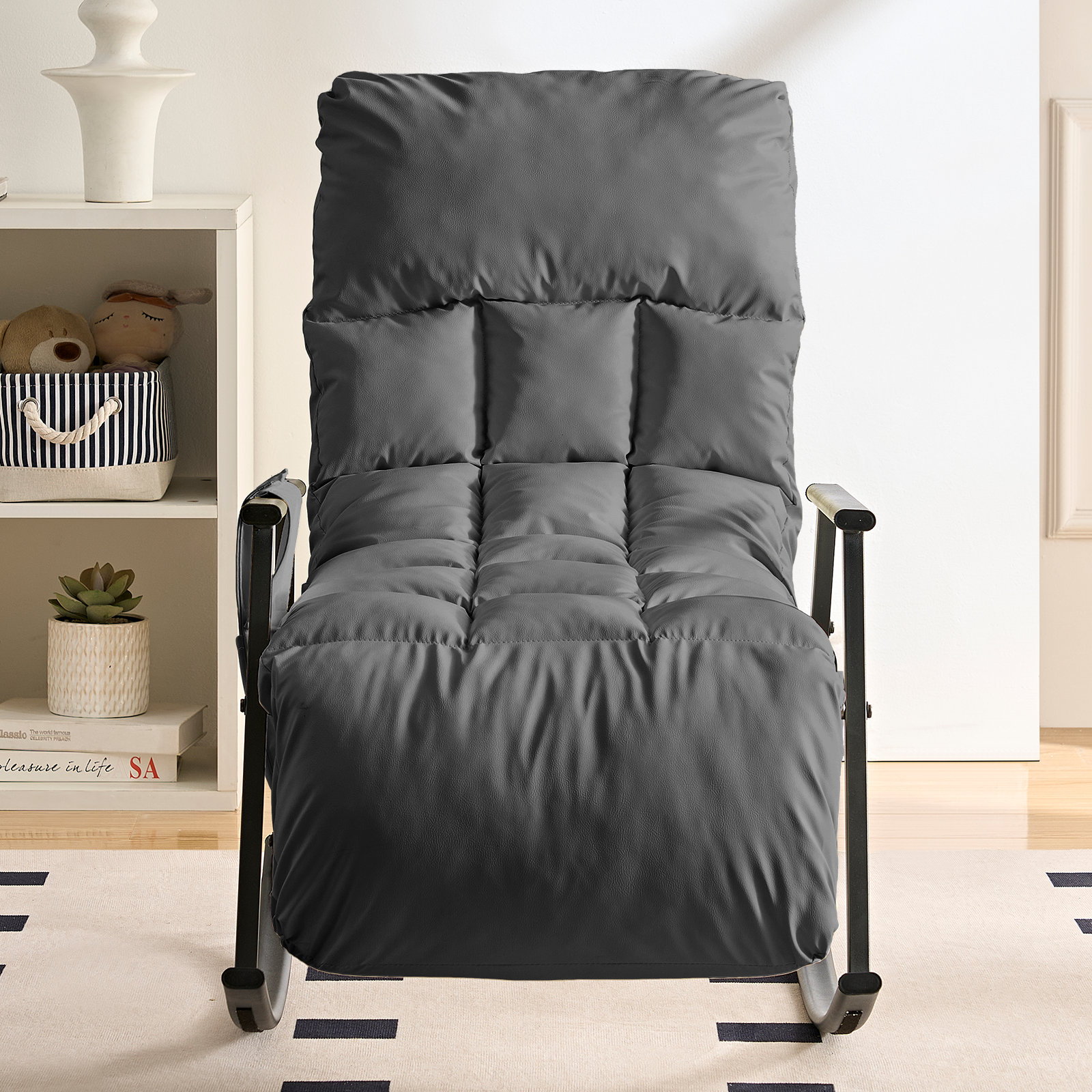 Corrigan Studio® Plush Recliner Chair With Massage Honeycomb Backrest ...