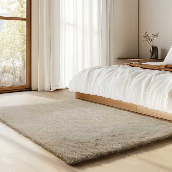 Ebern Designs Mulay Kai Light Brown Fluffy Shag Rug & Reviews - Wayfair ...