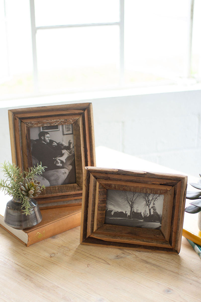 House of Hampton® Set of Two Recycled Natural Wood Photo Frames (Min 2 ...