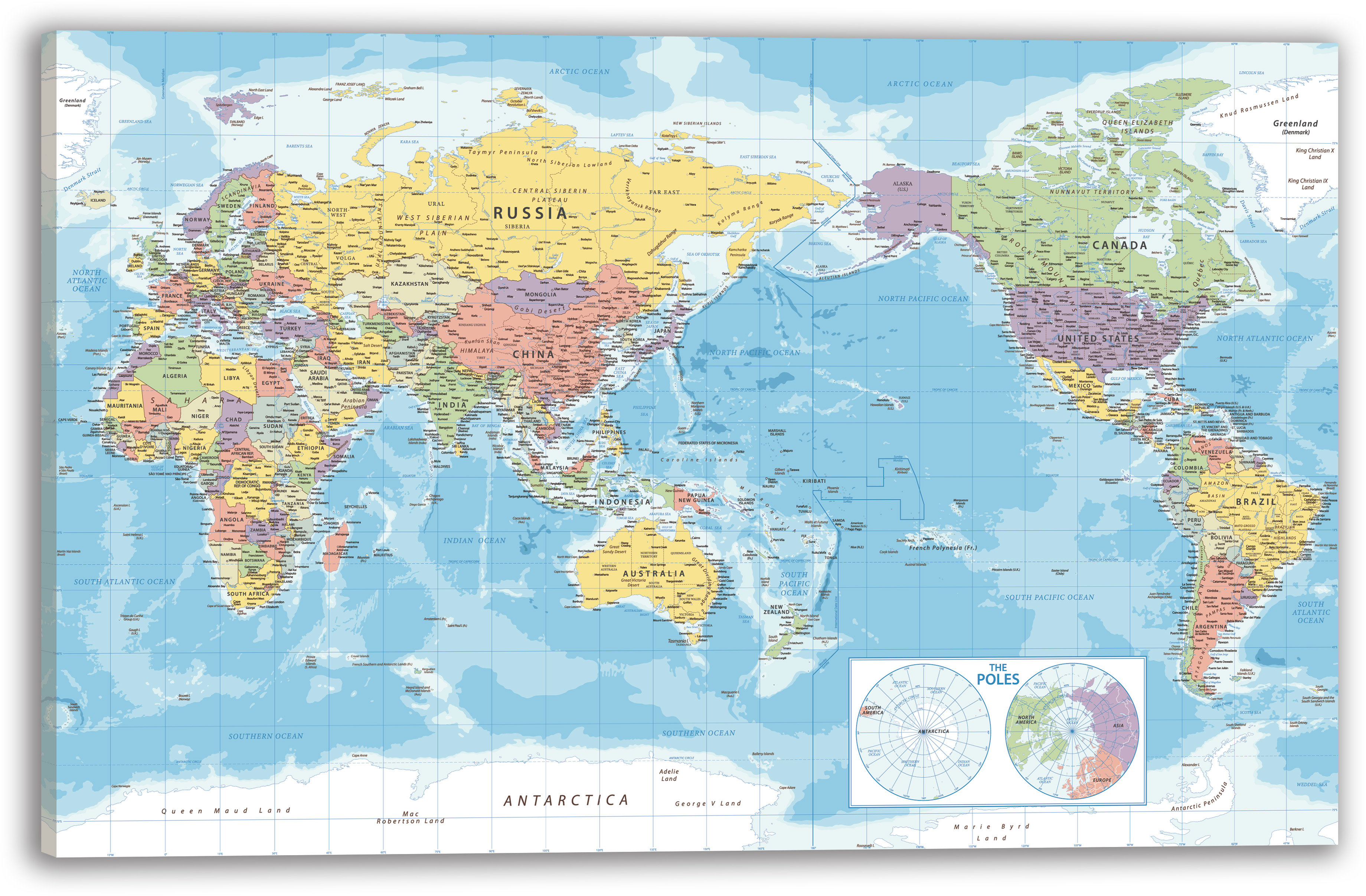 Breakwater Bay Colorful World Map Educational Wrapped Canvas Print ...
