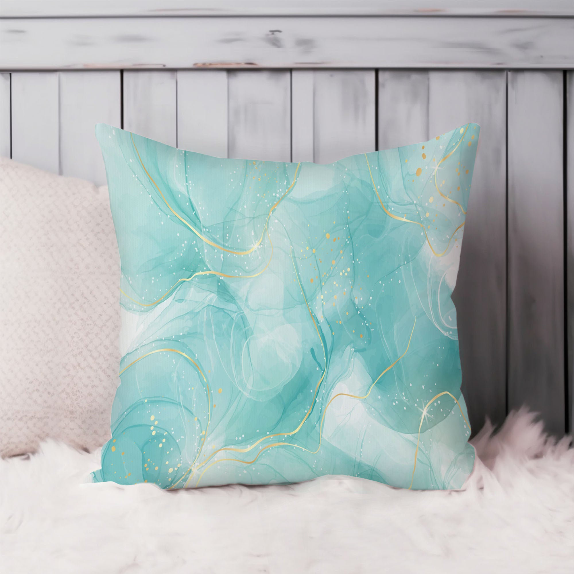 Ethan Taylor Abstract Cyan Geode Crystals Marble Agate Modern | Wayfair