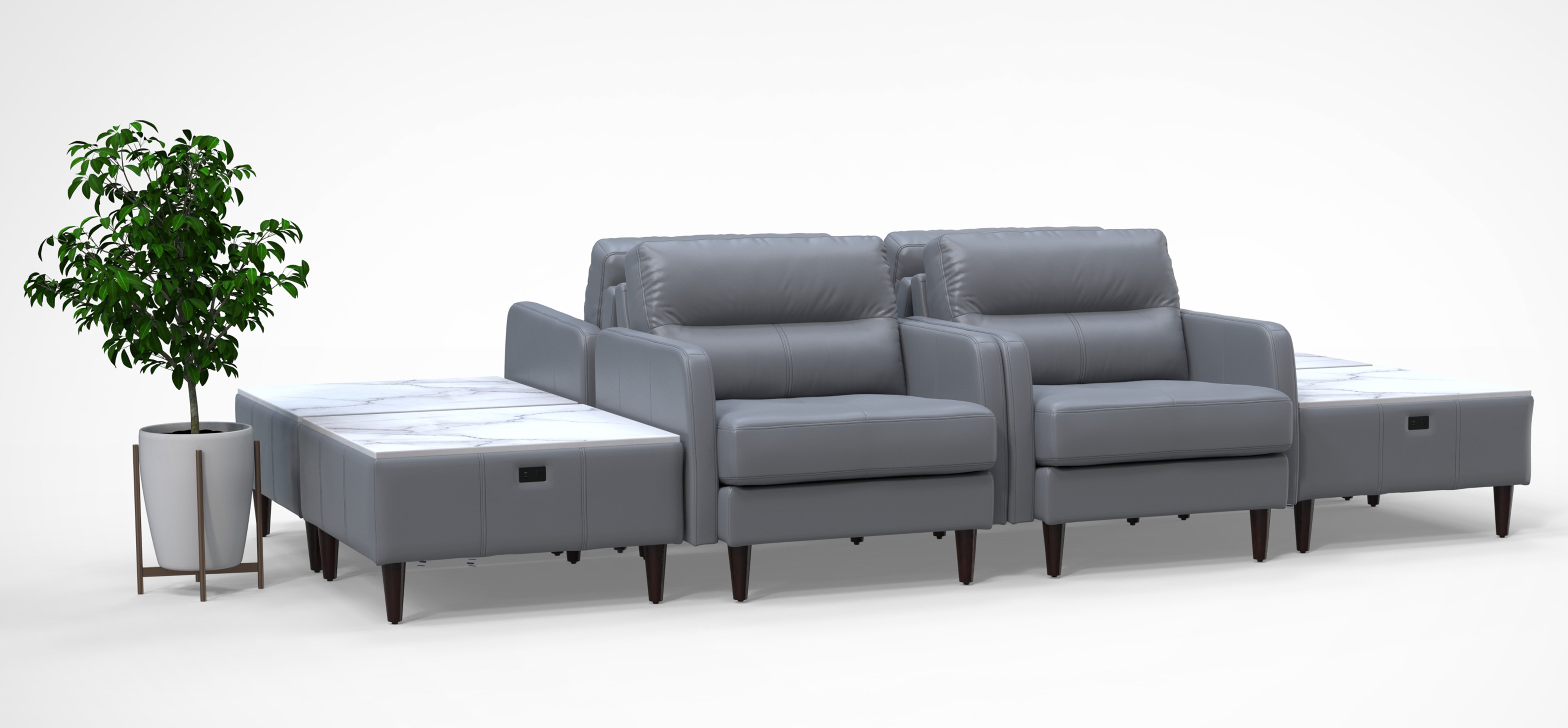 Reunion 4 Person Waiting Room Reception Chairs With Charging Tables 8Pc ...