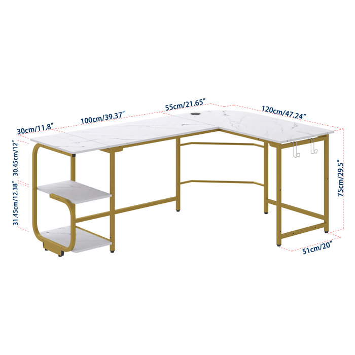 Everly Quinn Violetrose 72.82'' Desk & Reviews - Wayfair Canada