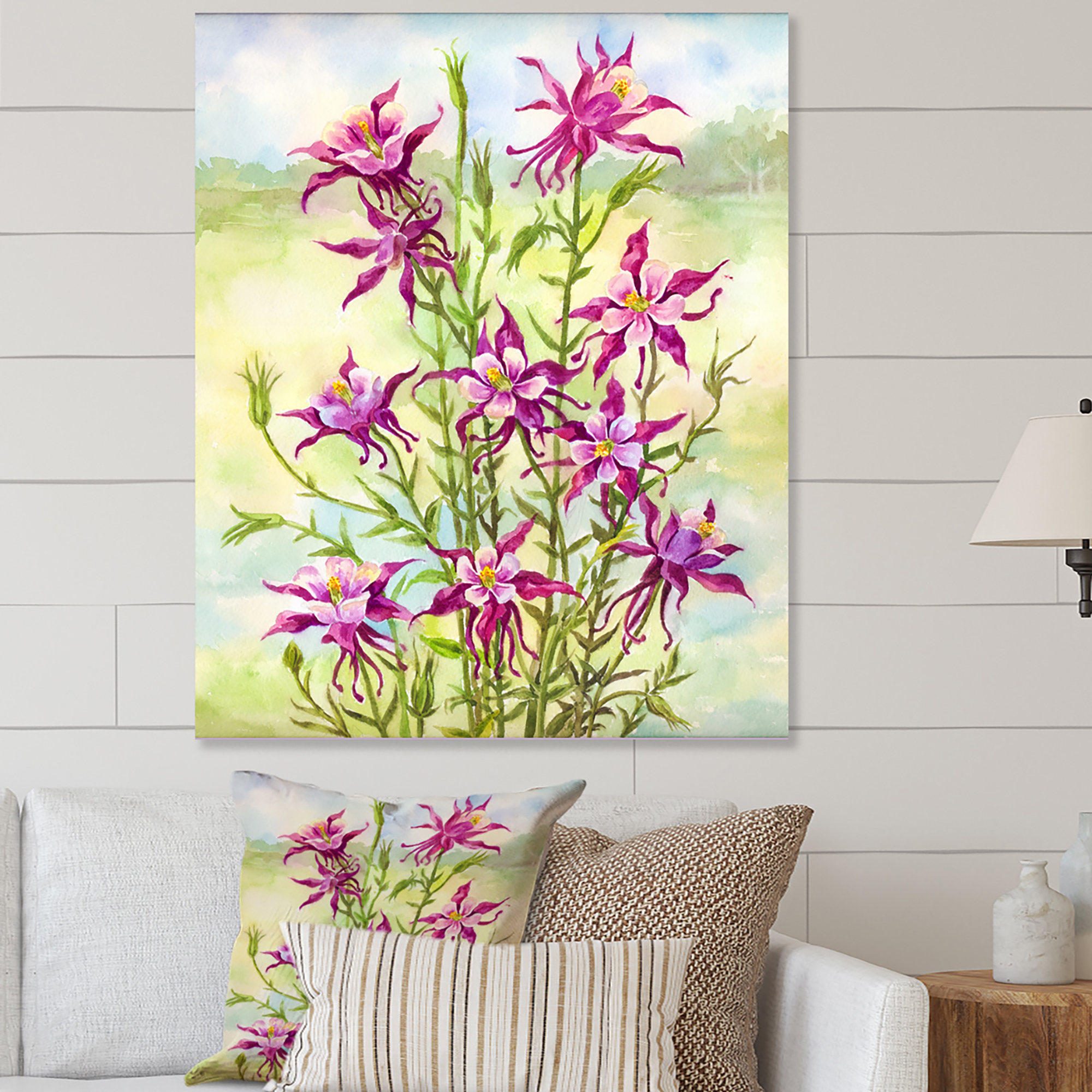 Winston Porter Vintage Bouquet Of Aquilegia Flower - Traditional Canvas ...