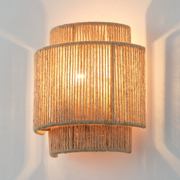 Bayou Breeze Lusteria 9" Boho Hand Woven Hemp Rope 1-Light Wall Sconce ...