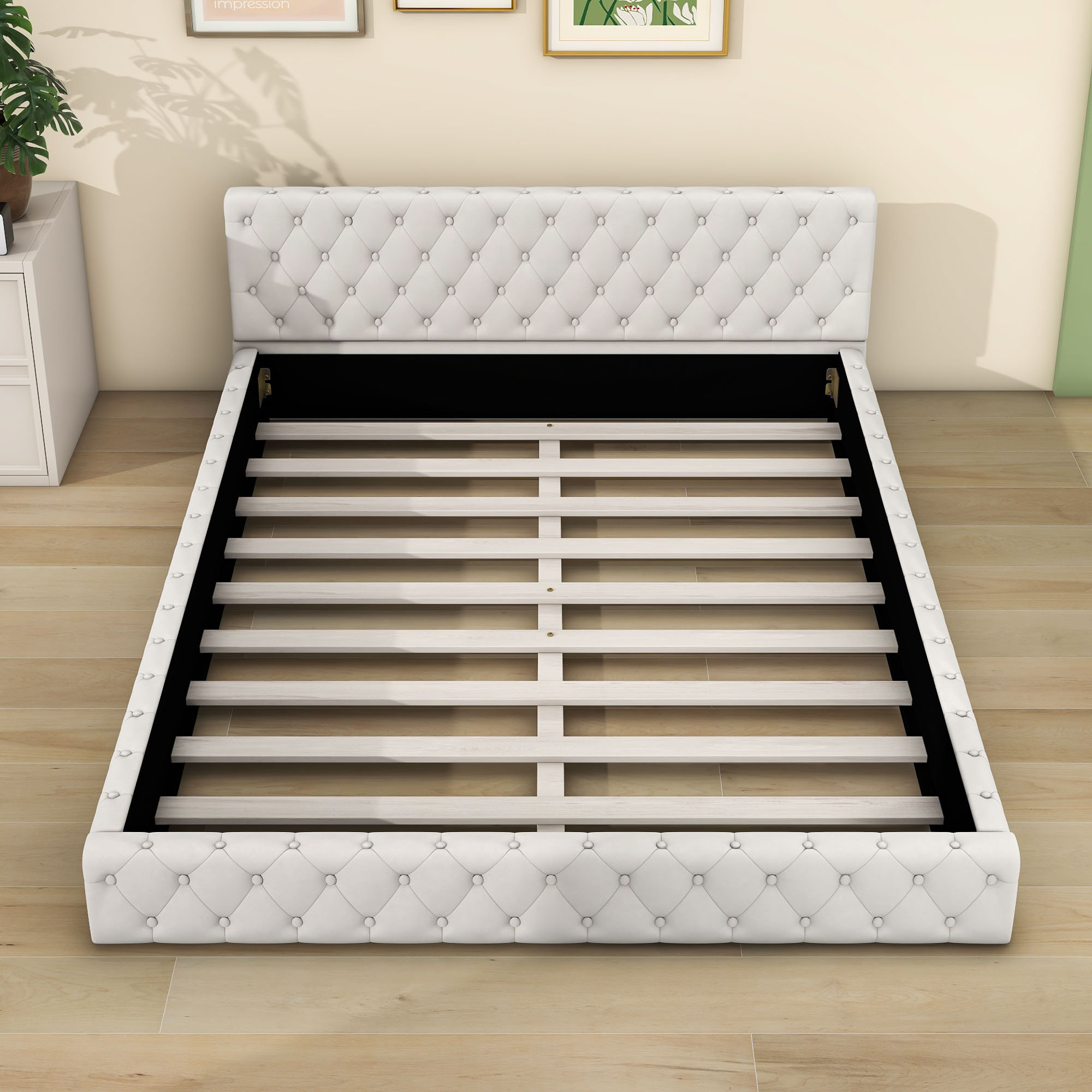 Mercer41 Maricelys Queen Size Velvet Upholstered Platform Bed with ...