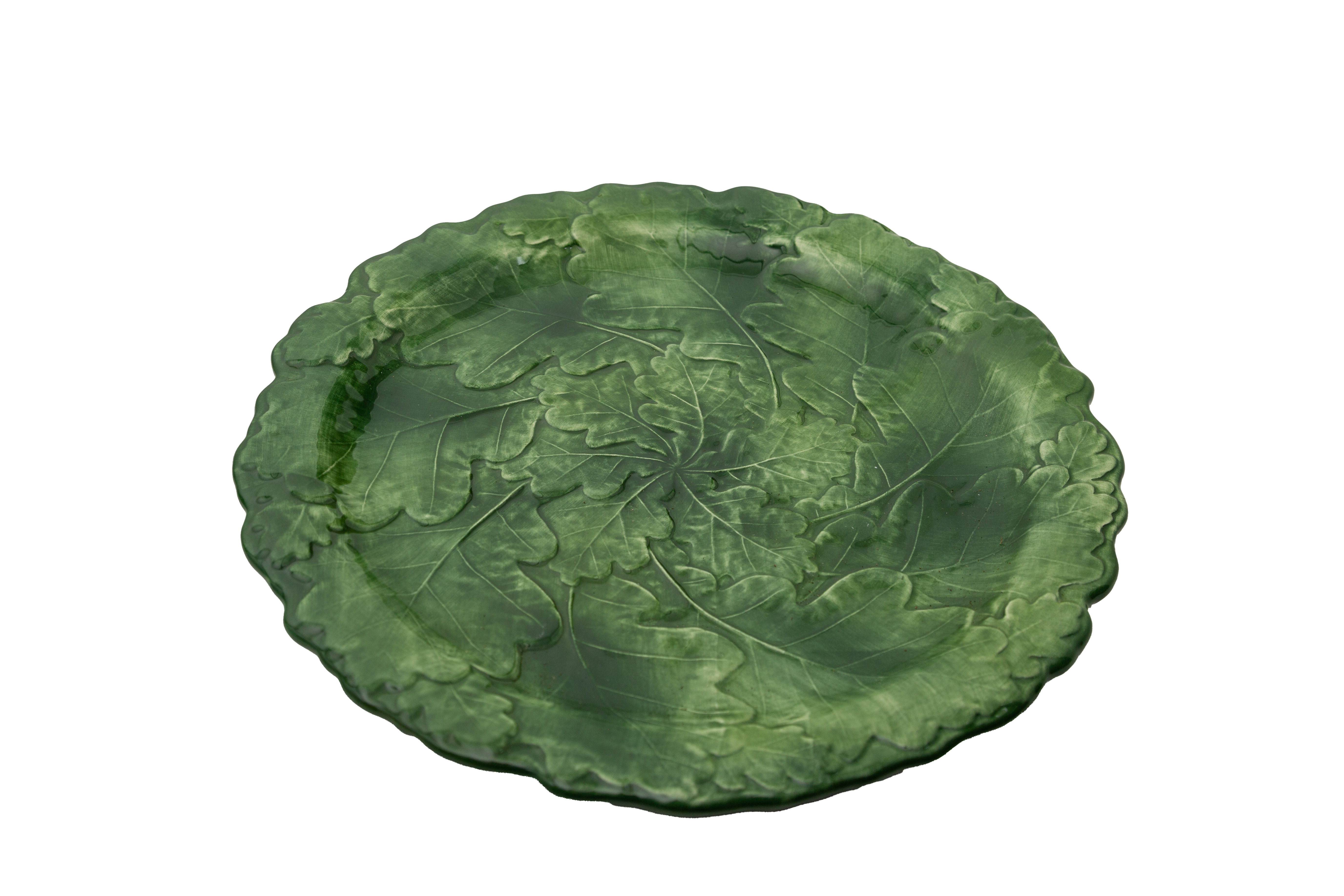 Abigails Compagnia Dinner Plate, Green Oak Leaves, Set of 4 | Wayfair