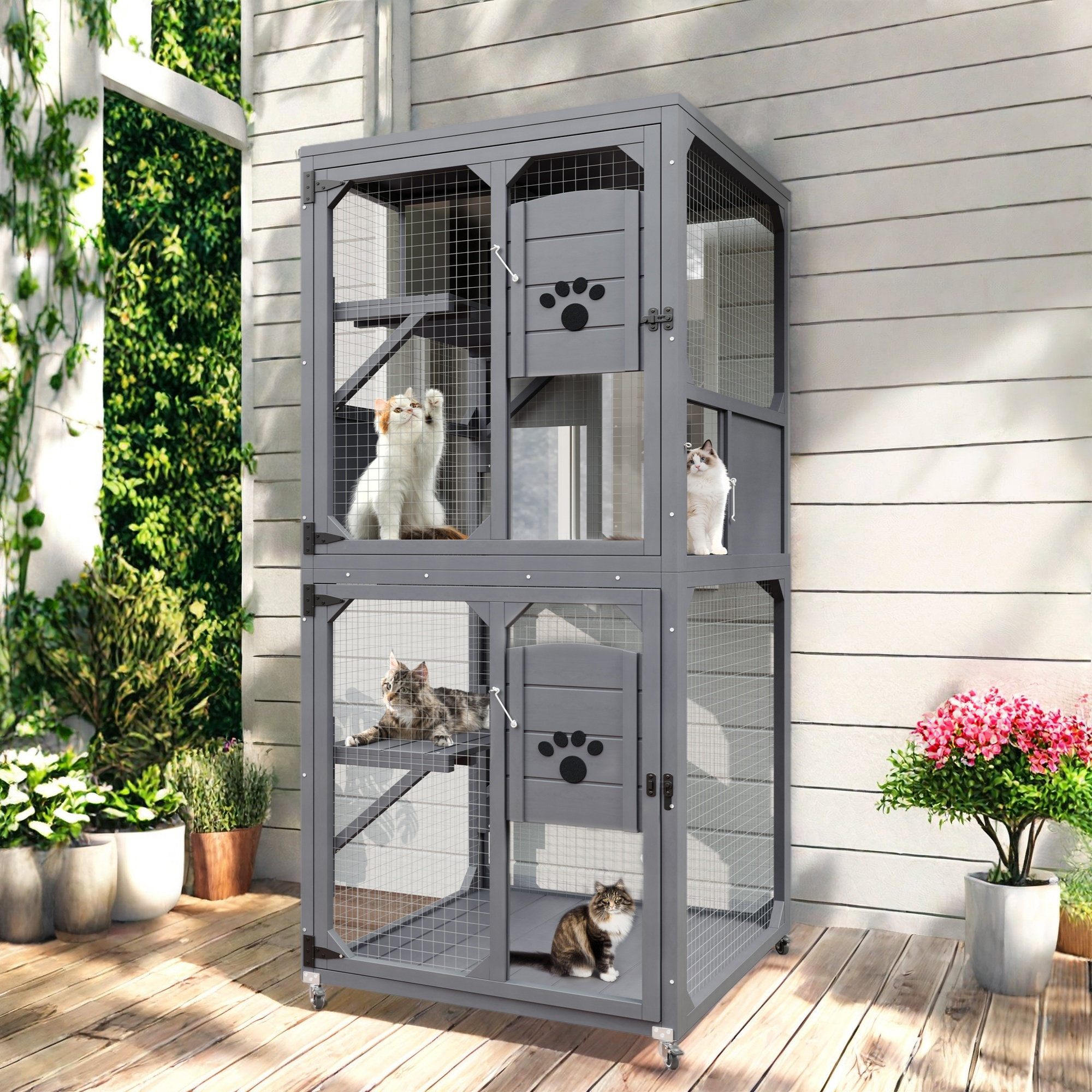 Archie & Oscar™ Outdoor Cat Enclosure Window Access With Wheels ...