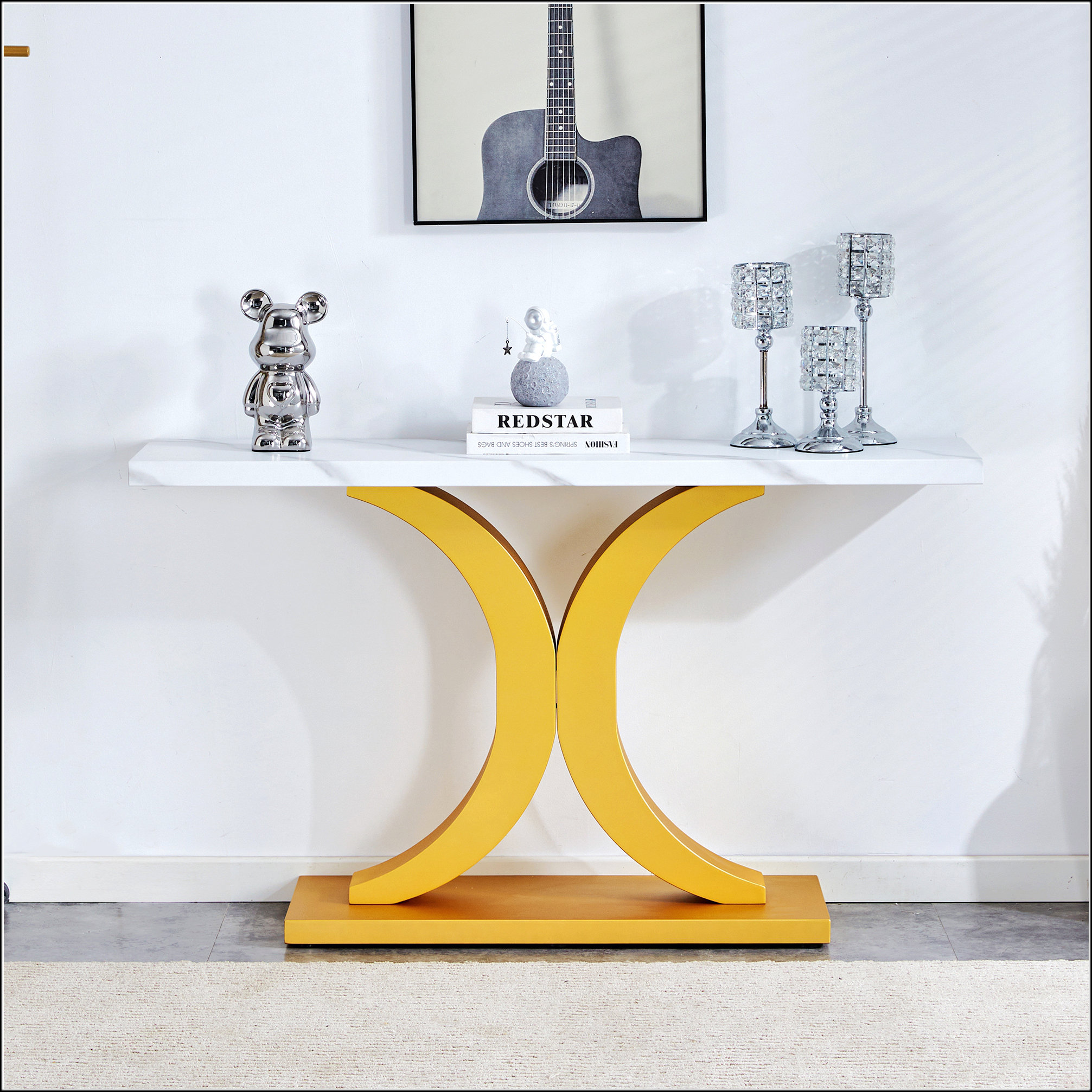 Mercer41 Modern Minimalist Style Foyer Table With White Tabletop | Wayfair