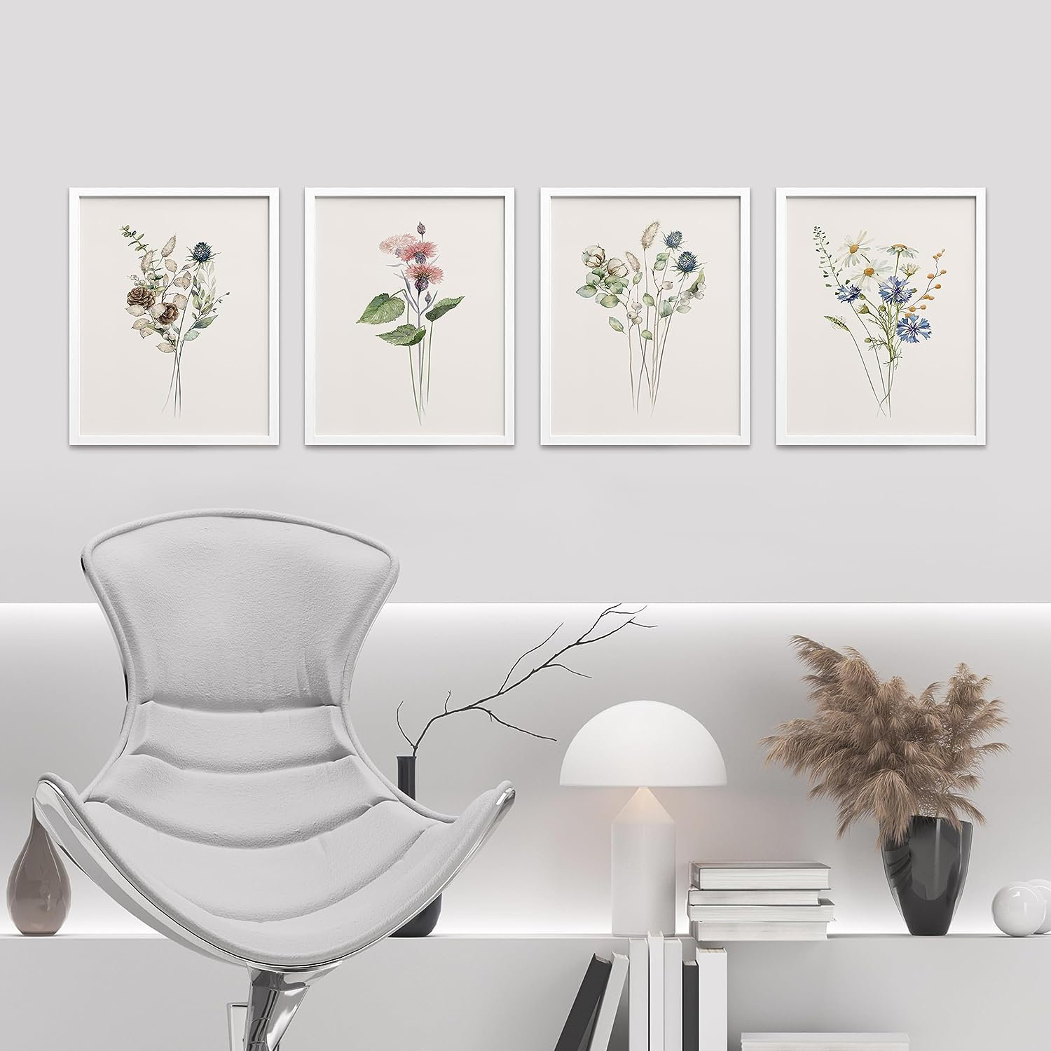 IDEA4WALL Minimal Botanical IDEA4WALL Framed Forest Wildflower Collage ...