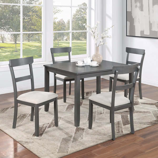 Winston Porter 5 Piece Upholstered Dining Set With Ladder Back In Grey ...
