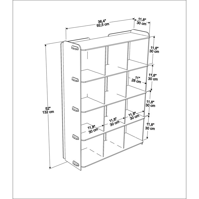 Millwood Pines Abbygale 52" H x 36.4" W Solid Wood Standard Bookcase ...