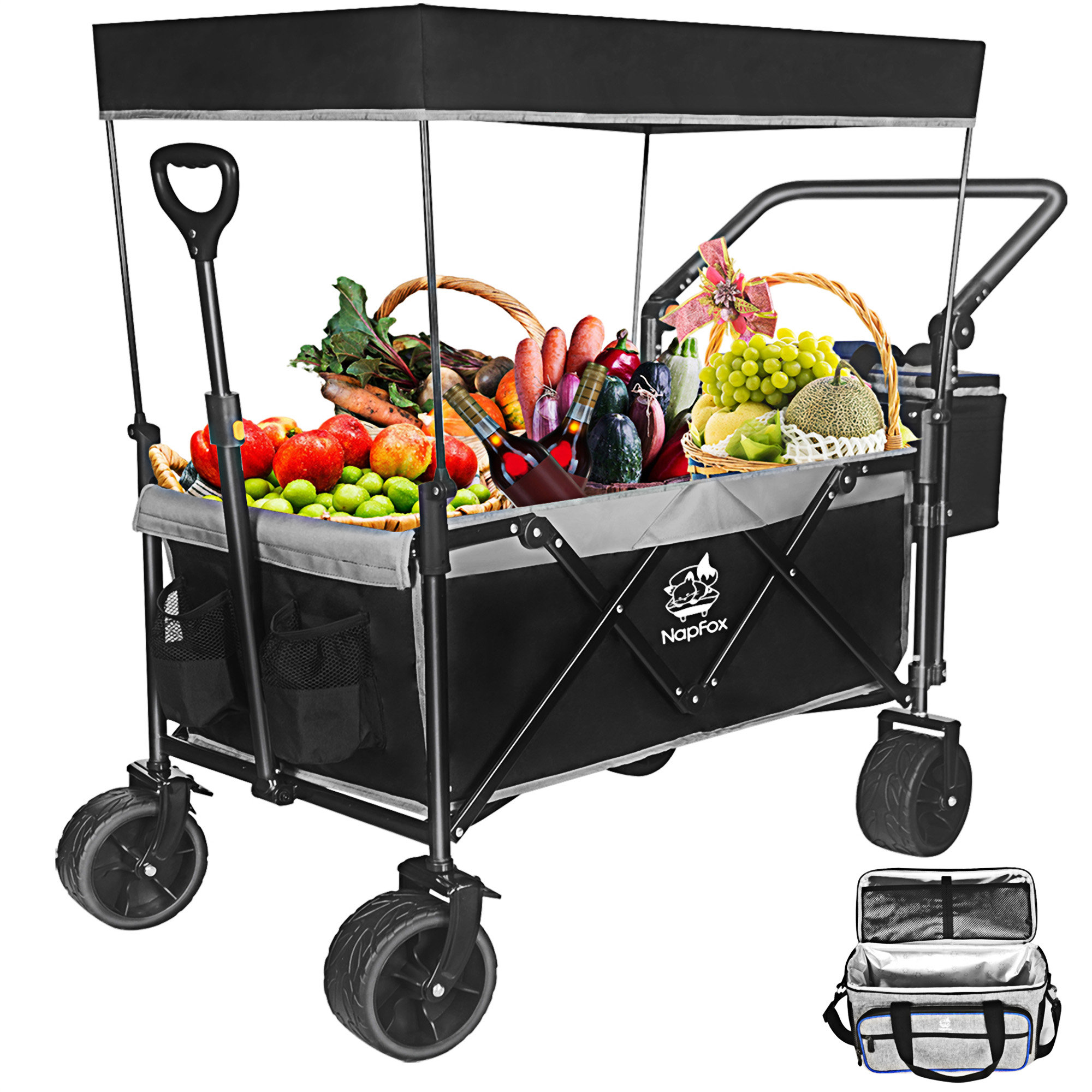 wendeway Collapsible Wagon 140L Wagons Carts Foldable With Removable ...