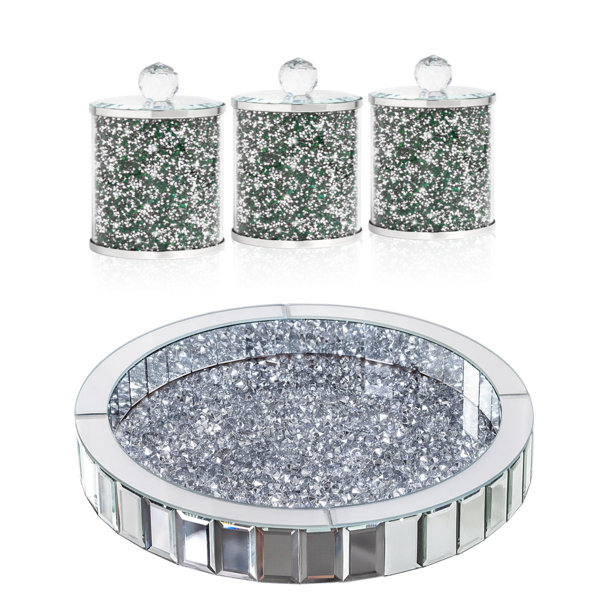 Everly Quinn Green Canister With Round Tray & Reviews | Wayfair