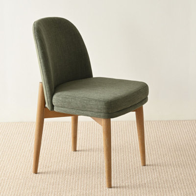 George Oliver Linen Upholstered Parson Chair with Solid Wood Legs ...