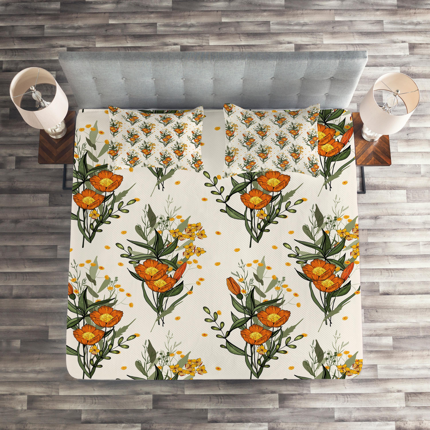 Ambesonne Bunny Orange Microfiber Farmhouse / Country Coverlet Set ...