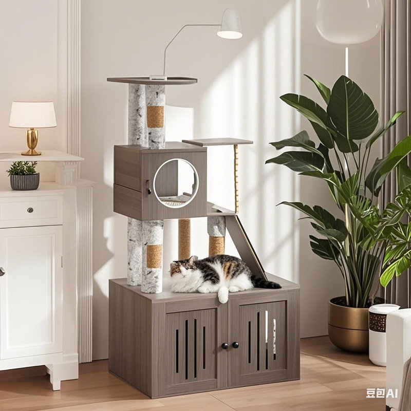 Tucker Murphy Pet™ Cat Tree with Litter Box Enclosure, Litterbox Cat ...