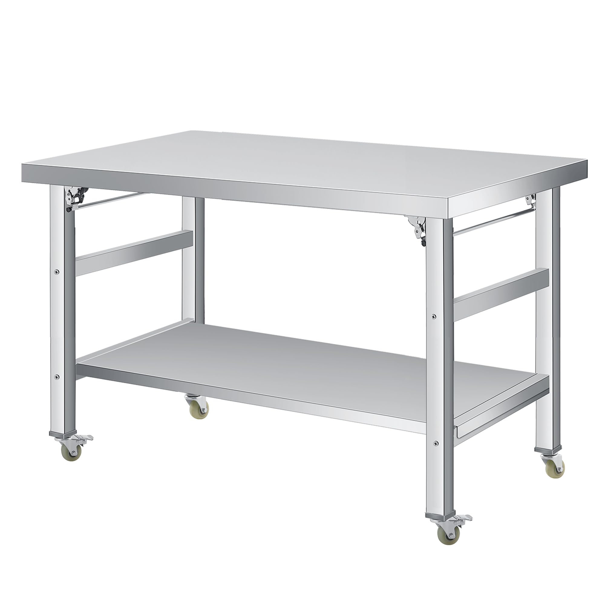 Metro Lane 2 Tier Folding Stainless Steel Prep Table with Under Shelf ...