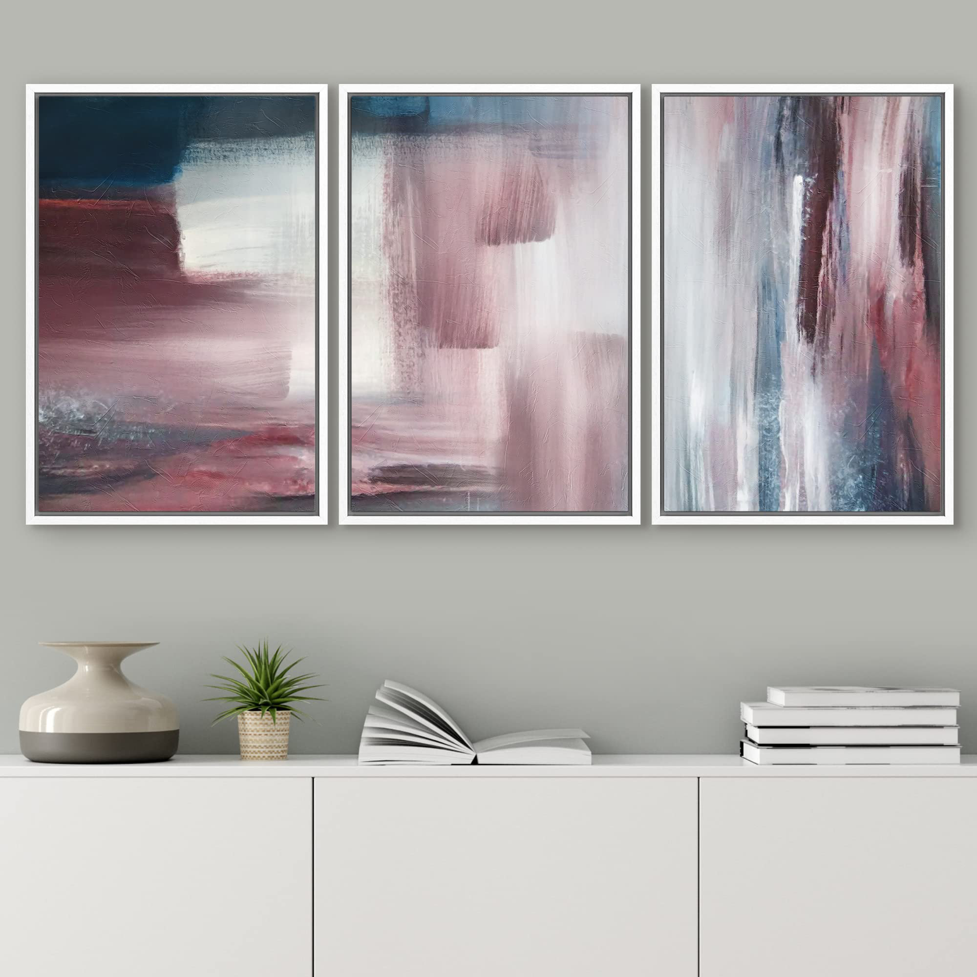 wall26 " Pastel Pink Blue Paint Stroke Blur Collage Abstract Shapes ...
