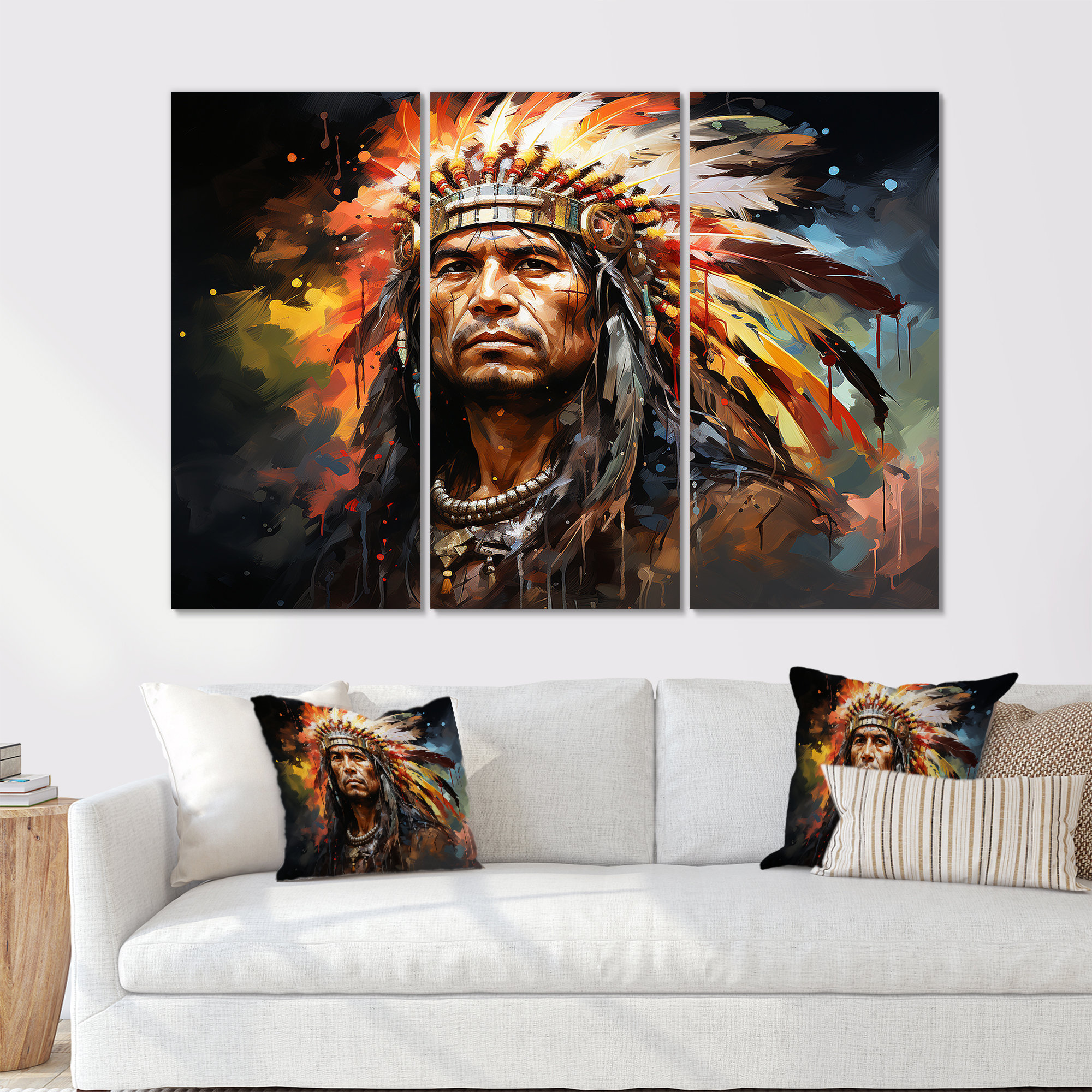 Bungalow Rose Native American Mohawk Warrior - Native American Canvas ...