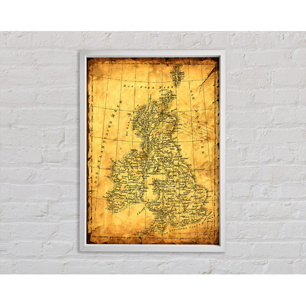 Bright Star Vintage UK Map - Single Picture Frame Art Prints on Canvas ...