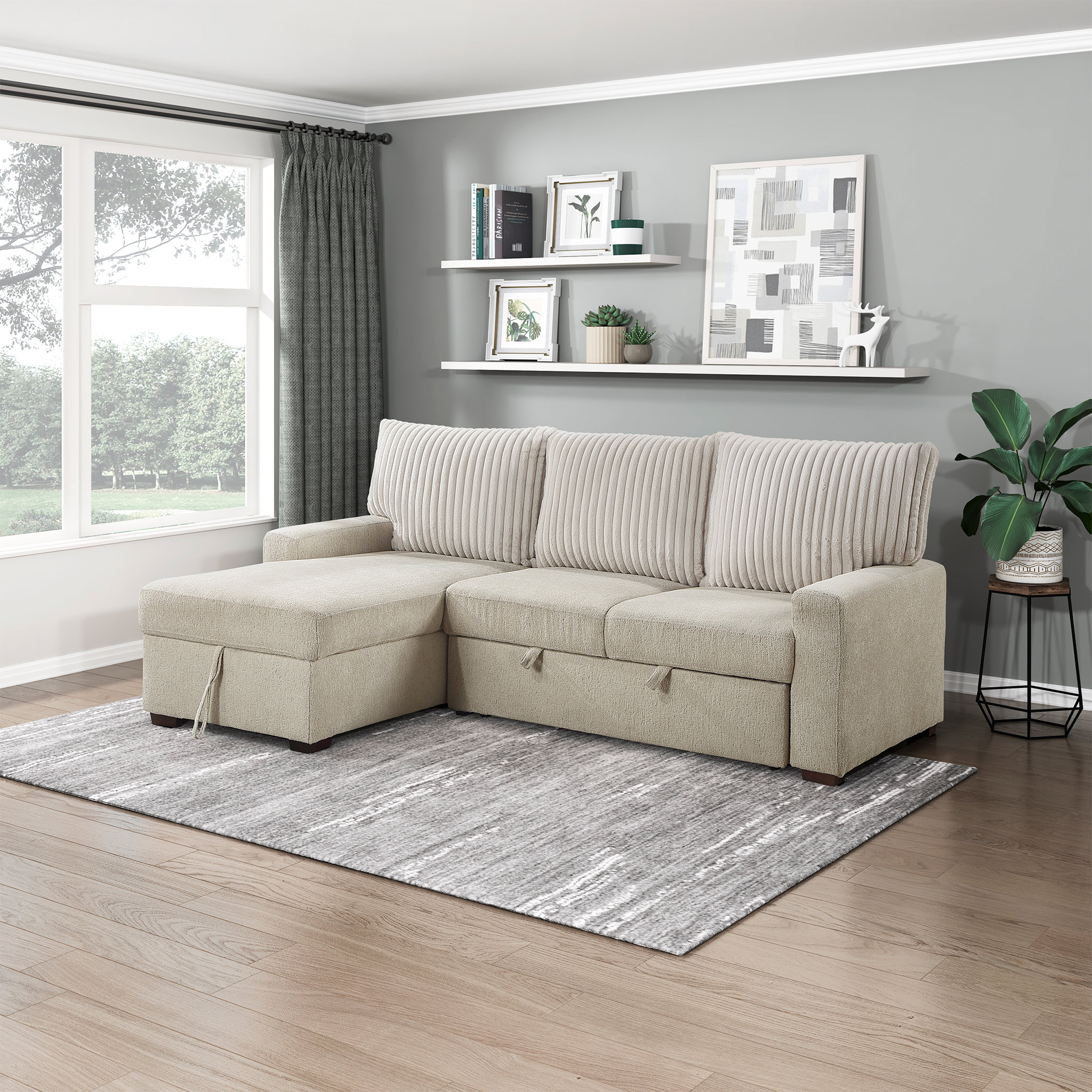 Ebern Designs Corburn 2 - Piece Upholstered Sectional Sofa Sleeper with ...