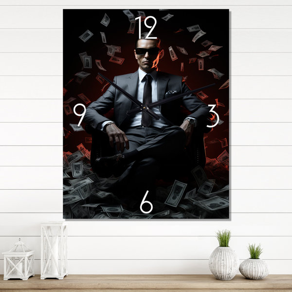 DesignArt Billionaire Business Man Abundance Of Money IV - Wall Clock ...
