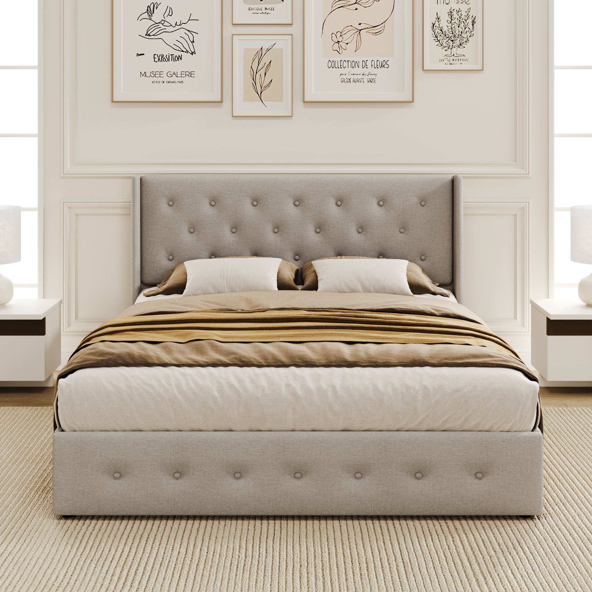 Latitude Run® Terae Upholstered Wingback Storage Bed & Reviews | Wayfair