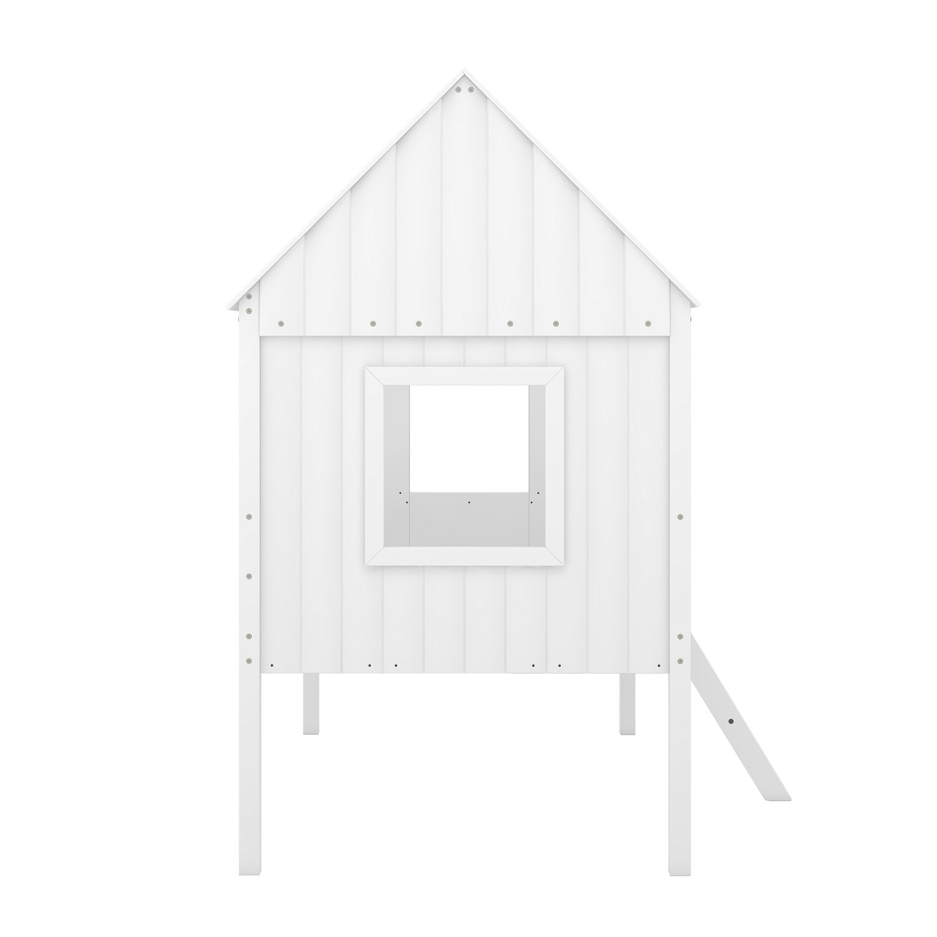 Ophelia & Co. Twin Size Low Loft Wood House Bed With Two Side Windows ...