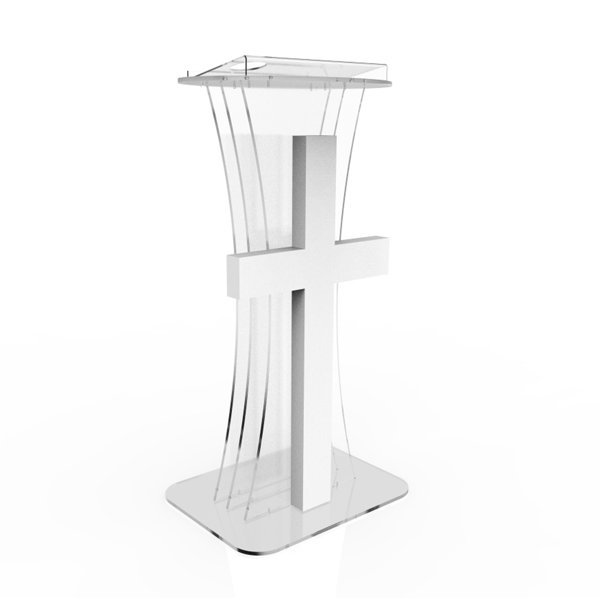 FixtureDisplays Clear Acrylic Lucite Podium Pulpit Lectern w/ white ...