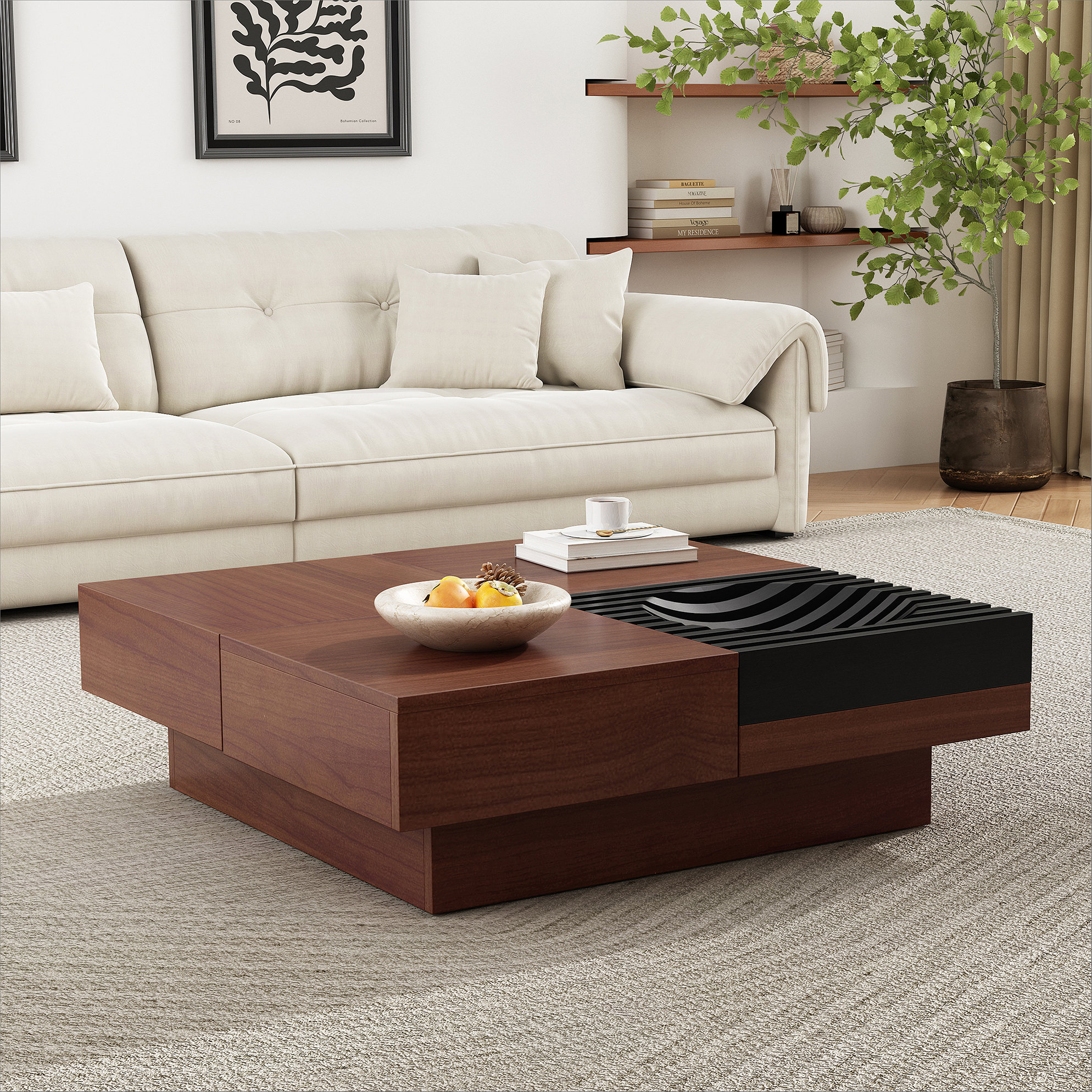 Latitude Run® ITALIAN RETRO - INSPIRED ACACIA WOOD STORAGE COFFEE TABLE ...