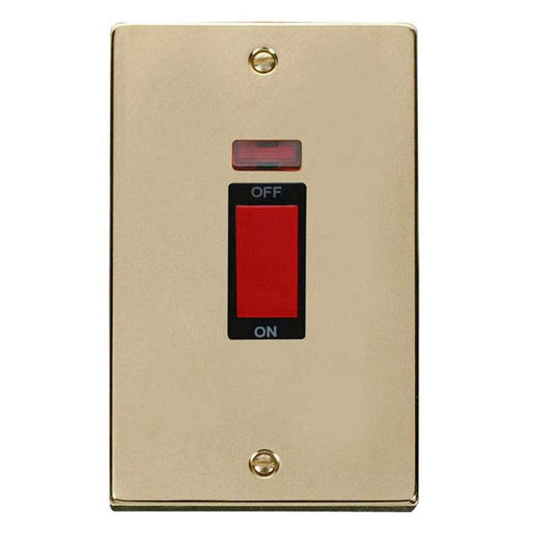 Marlow Home Co. Polished Brass 2 Gang Size 45A Switch With Neon ...