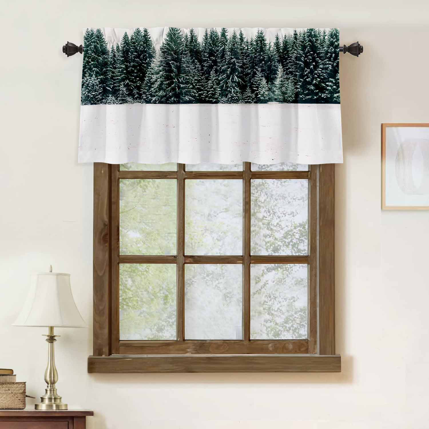 Ophelia & Co. White 52"W Spruce Tree Forest Fresh Snow Winter Window ...