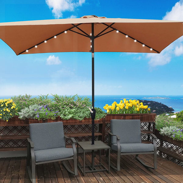 Arlmont & Co. Miorita 120'' x 78'' Rectangular Lighted Beach Sunbrella ...