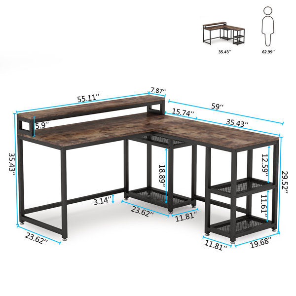Inbox Zero Reversible L-Shape Desk & Reviews | Wayfair