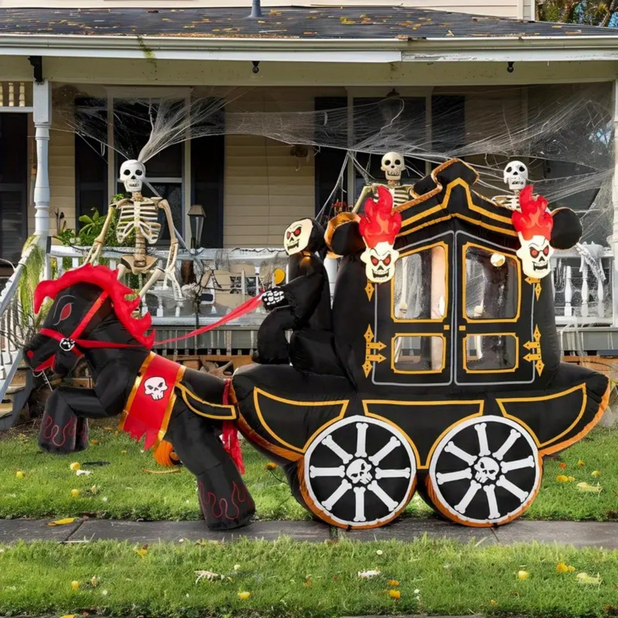 The Holiday Aisle® 10Ft Long Halloween Inflatables Carriage Outdoor ...