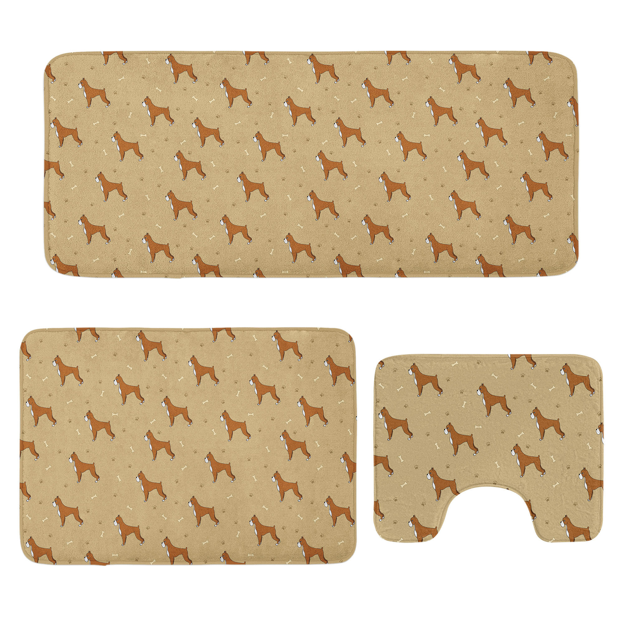 East Urban Home Boxer Dog Bathroom Rug Set 3 Pieces U-Shape & Rectangle ...
