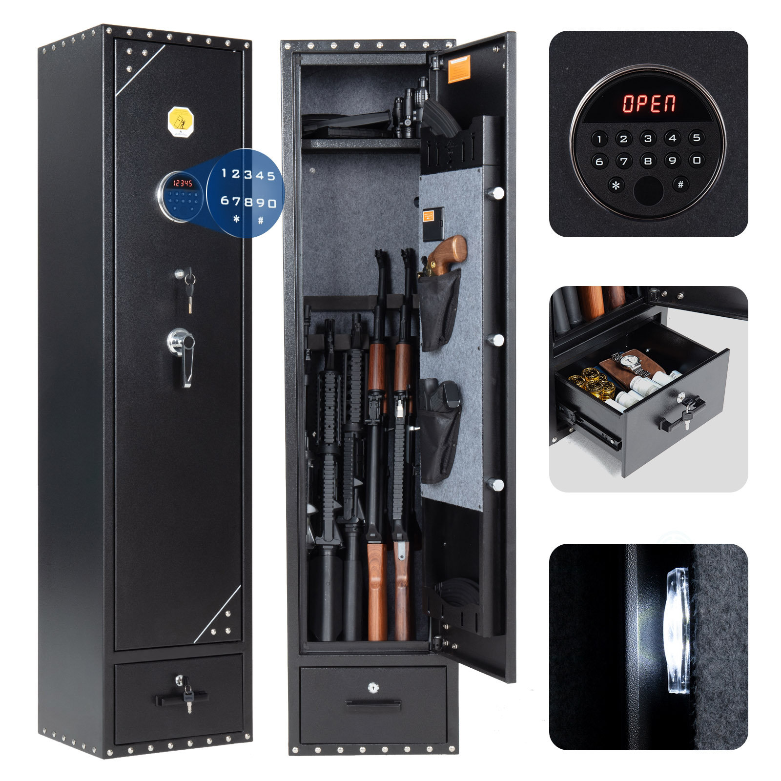 Blacksmith Upgraded Gun Safes with Drawer & Removable Shelf, Gun ...