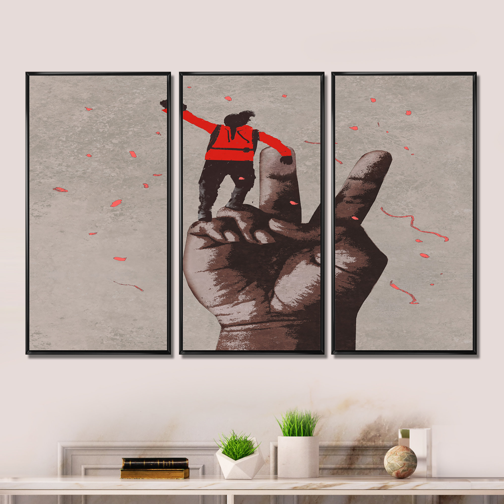 Red Barrel Studio Victory Sign With Man With Arm Raised - 3 Piece ...