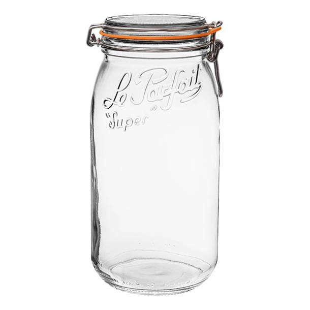 Le Parfait Super Jar Rounded French Glass 3-Piece Storage Jar Set ...