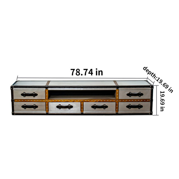 Jes Design Vintage Industrial Style Aluminum Skin TV Stand 78.74'' W ...