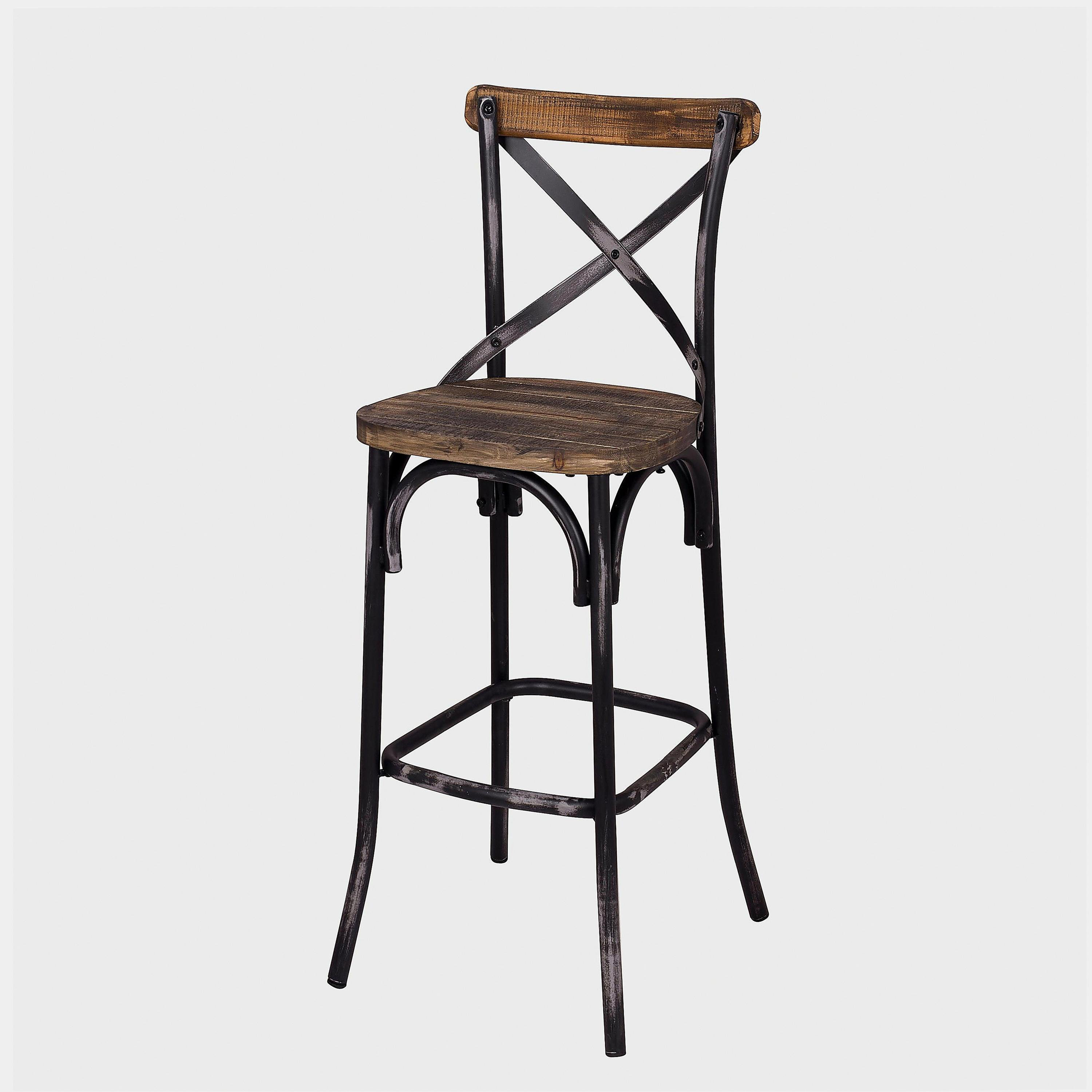 One Allium Way Antique Azure and Antique Oak Bar Stool, with Cross Back ...